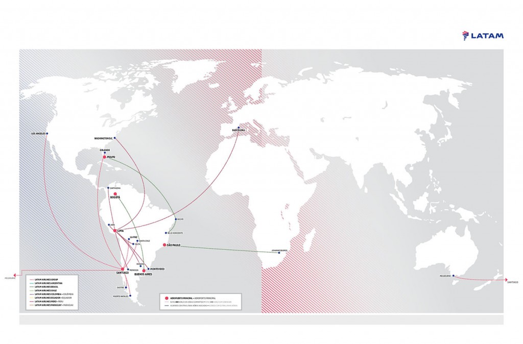 Latam anuncia nova rota Santiago-Santa Cruz de la Sierra